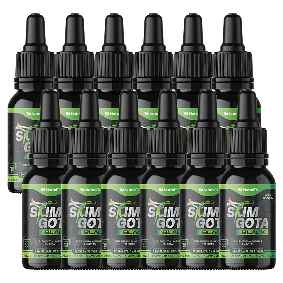 Slim Gota Black - 100% Natural - 12 Frascos de 30ml - Loja Virtual Oficial